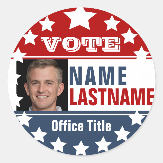 Photo Election Campaign Classic Round Sticker | Zazzle