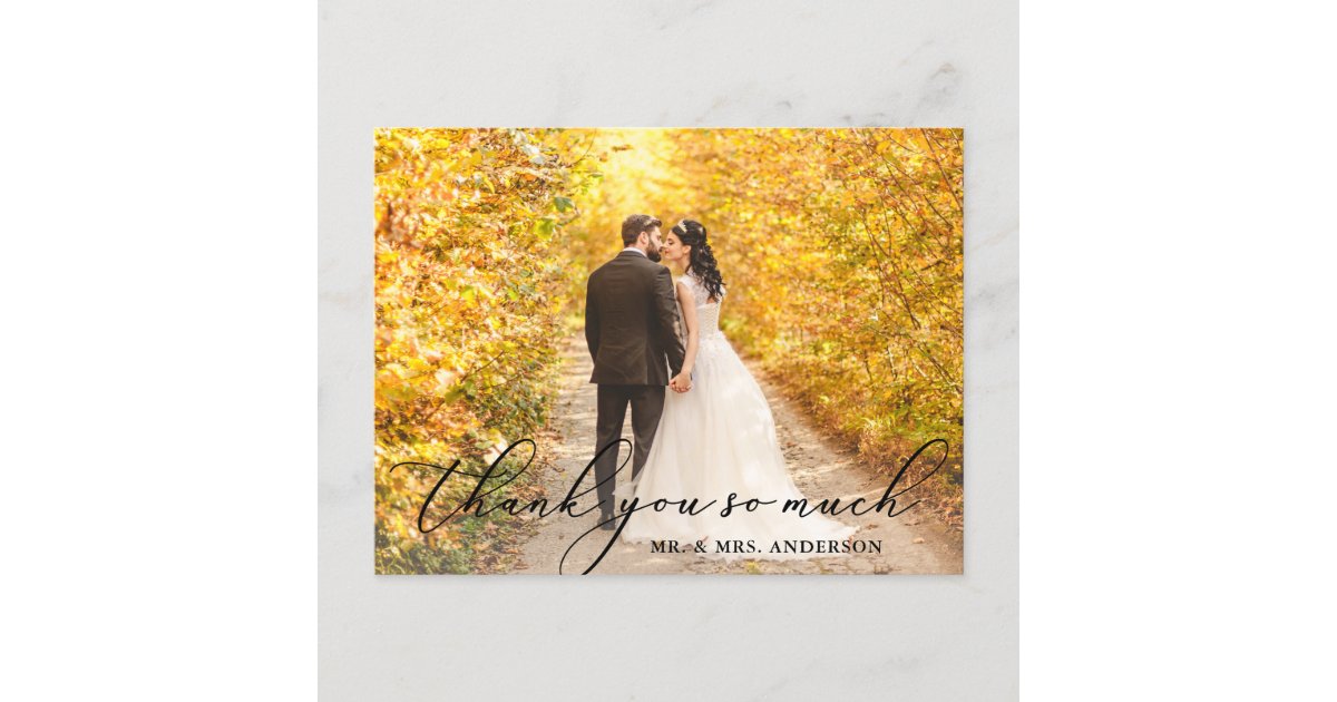 Photo Elegant Beautiful Calligraphy Wedding Postcard | Zazzle