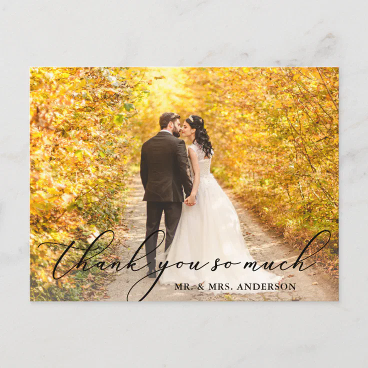 Photo Elegant Beautiful Calligraphy Wedding Postcard | Zazzle