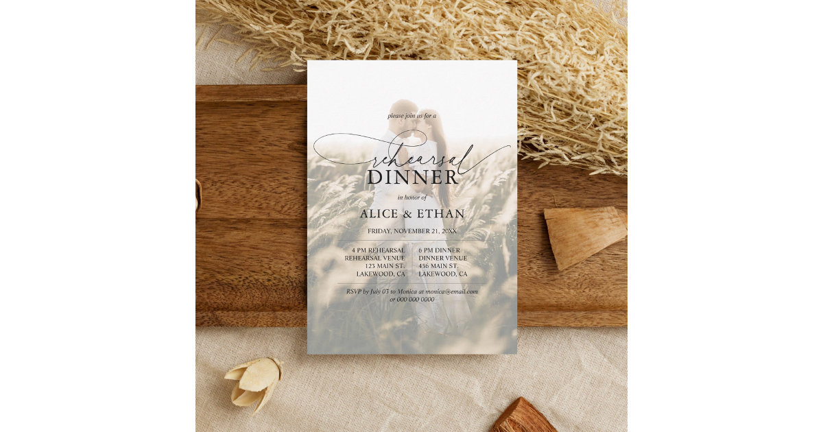 Photo Elegant Calligraphy Rehearsal Dinner Invitation | Zazzle