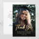 Photo Elegant Modern Script Black Gold Graduation Thank You Card | Zazzle