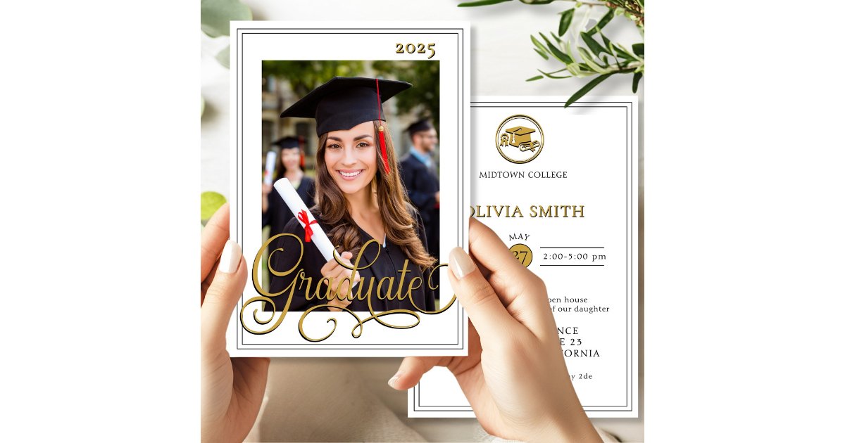 Photo Elegant Script Graduate Open House Invitation | Zazzle
