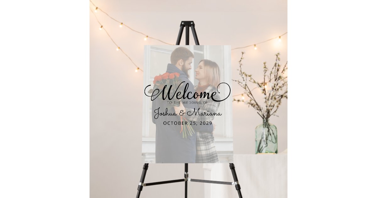 Photo Elegant Script Wedding Welcome Sign | Zazzle