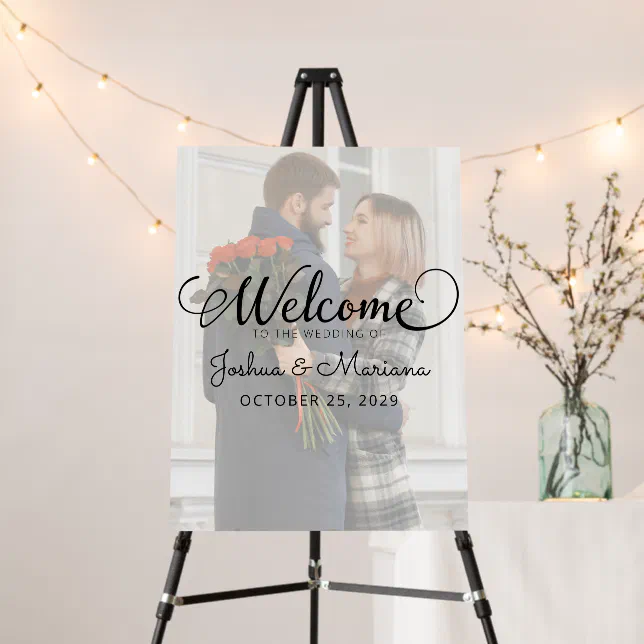 Photo Elegant Script Wedding Welcome Sign | Zazzle