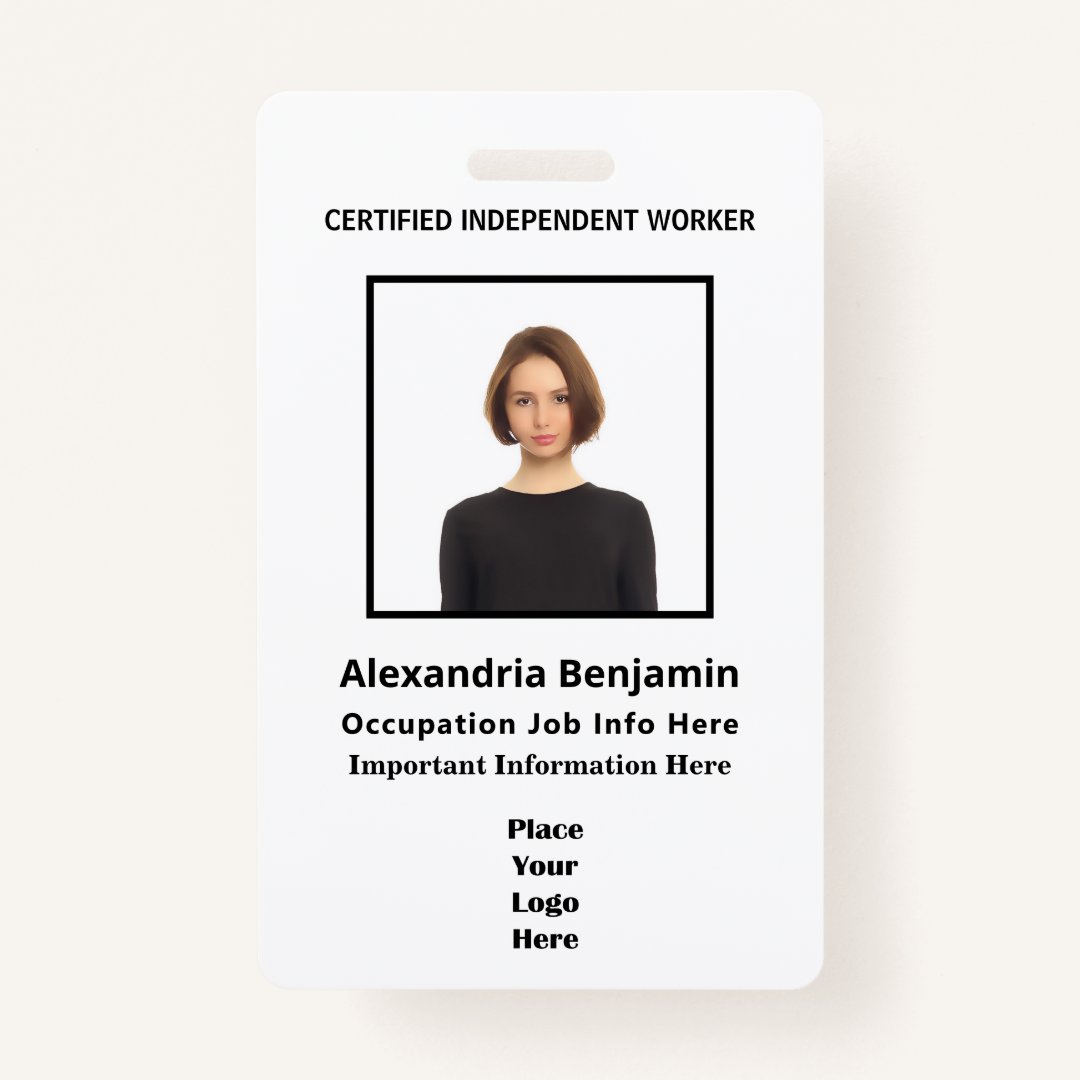 Photo Employee Name Logo Bar Code ID Custom Badge | Zazzle
