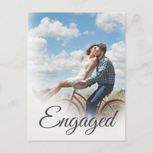 Photo Engagement Elegant Simple Modern Script Postcard | Zazzle
