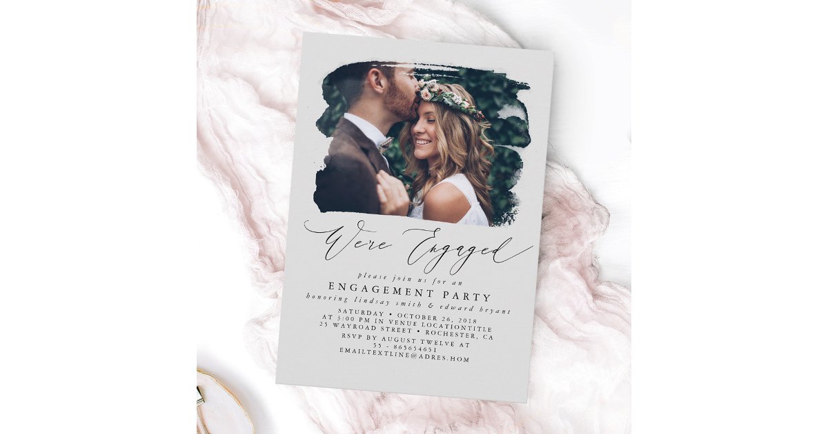 Photo Engagement Party Invitations - We're Engaged | Zazzle
