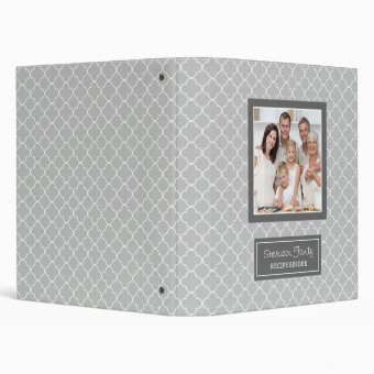 Photo Family Recipe Binder Quatrefoil Grey | Zazzle