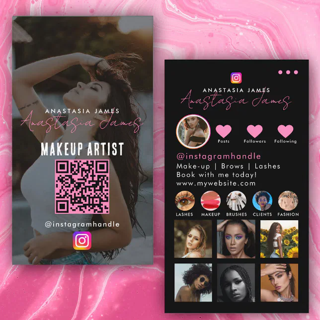 Photo Feed Influencer Grid Social Media Pink Business Card | Zazzle