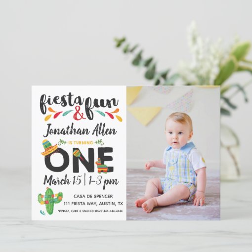 Photo Fiesta First Birthday Invitation | Zazzle