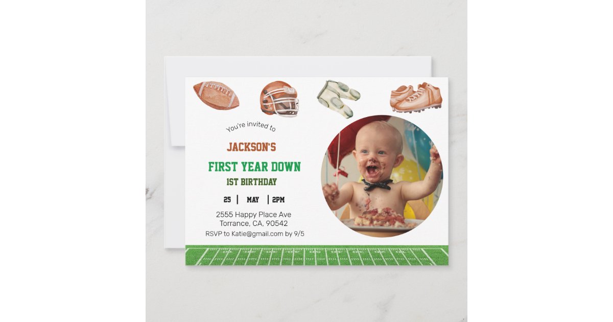 Photo First year down birthday invitation | Zazzle