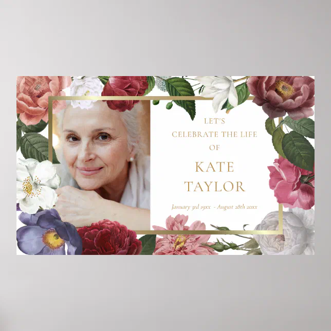 Photo Floral Funeral Memorial Service SIgn | Zazzle