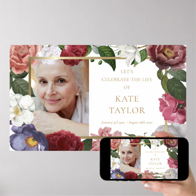 Photo Floral Funeral Memorial Service SIgn | Zazzle