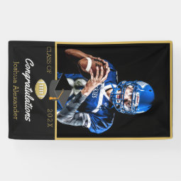 Photo Football player congratulation graduate Banner | Zazzle