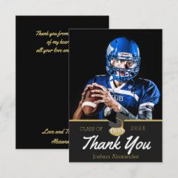 Photo Football player congratulation graduate Thank You Card | Zazzle