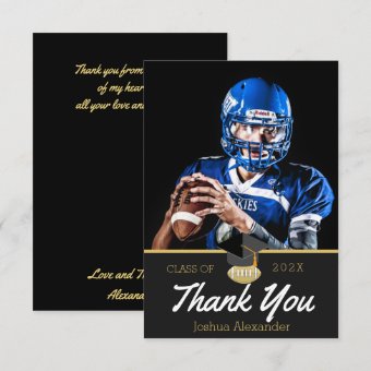 Photo Football player congratulation graduate Thank You Card | Zazzle