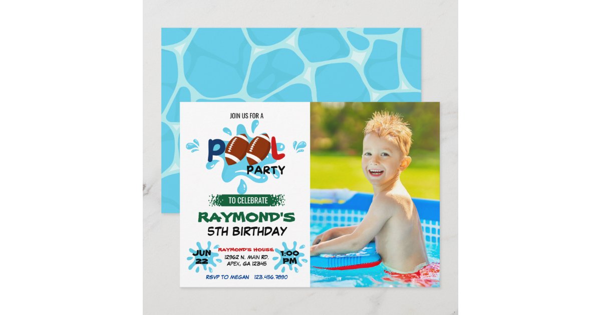 Photo Football Pool Party Invitation | Zazzle
