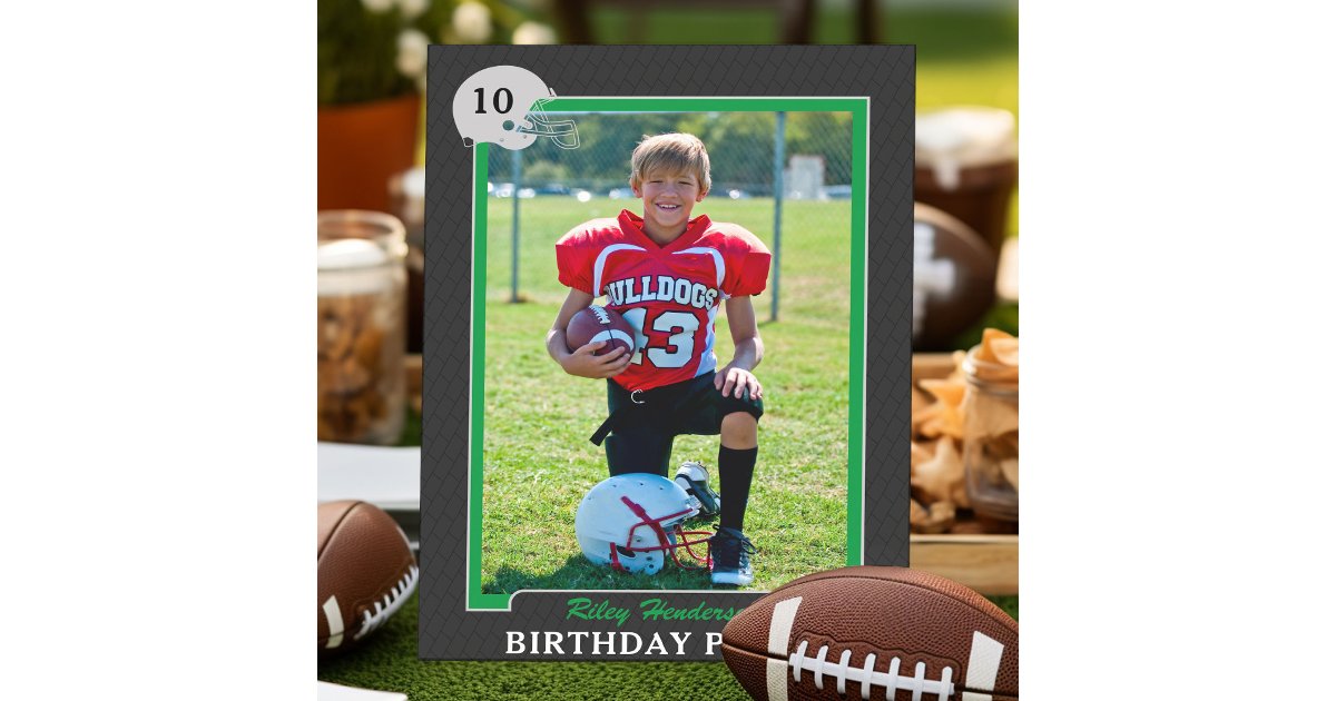 Photo Football Trading Card Birthday Party | Zazzle