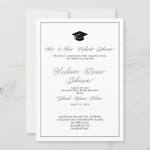 Photo From Parents Black & White Graduation Invitation | Zazzle