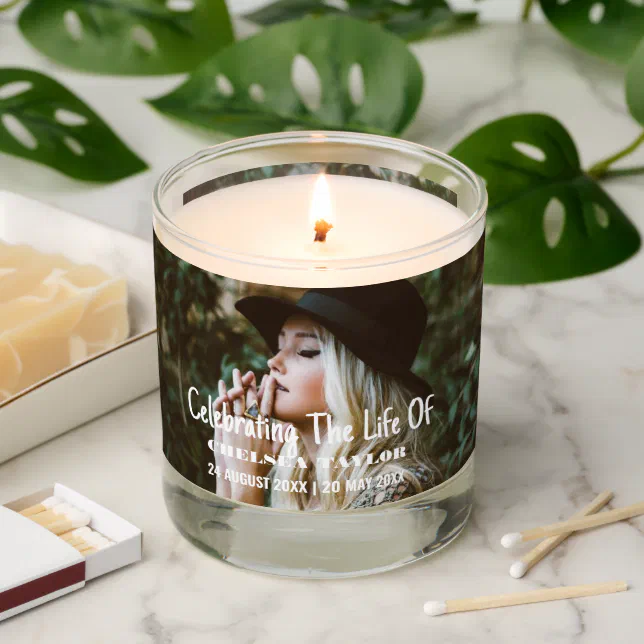 Photo Funeral Celebration of Life Memorial Modern Scented Candle | Zazzle