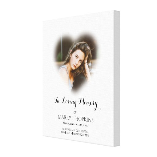 Photo Funeral In Loving Memory Memorial Keepsake Canvas Print | Zazzle