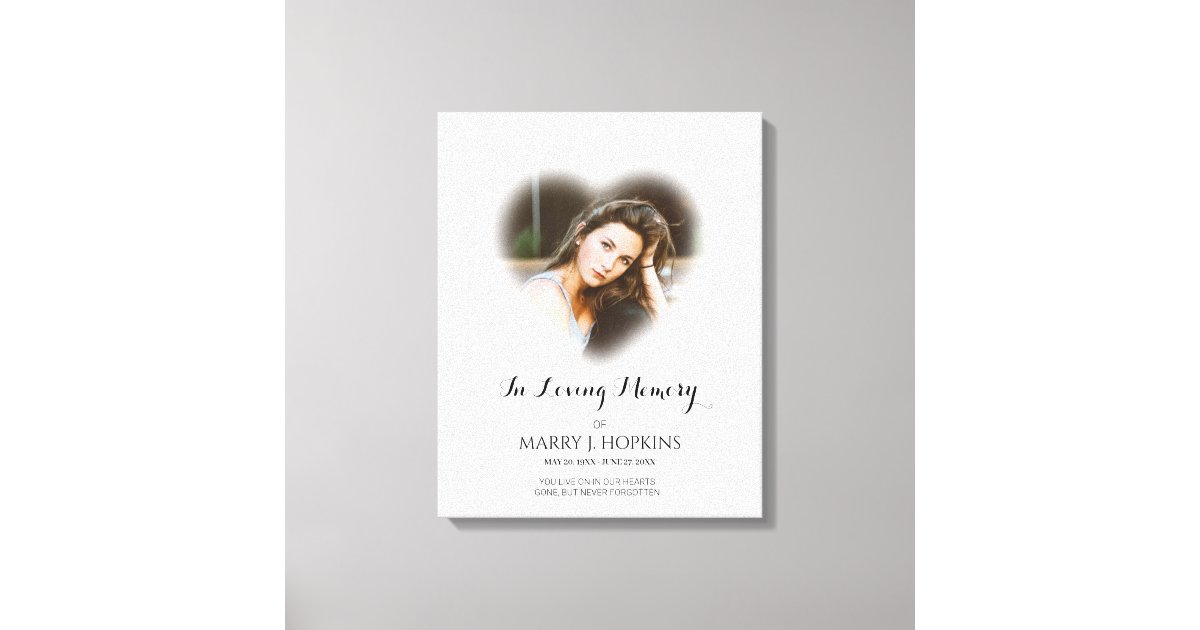 Photo Funeral In Loving Memory Memorial Keepsake Canvas Print | Zazzle