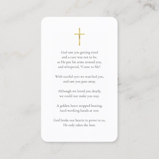 Photo Funeral Sympathy Memorial Prayer Cards | Zazzle
