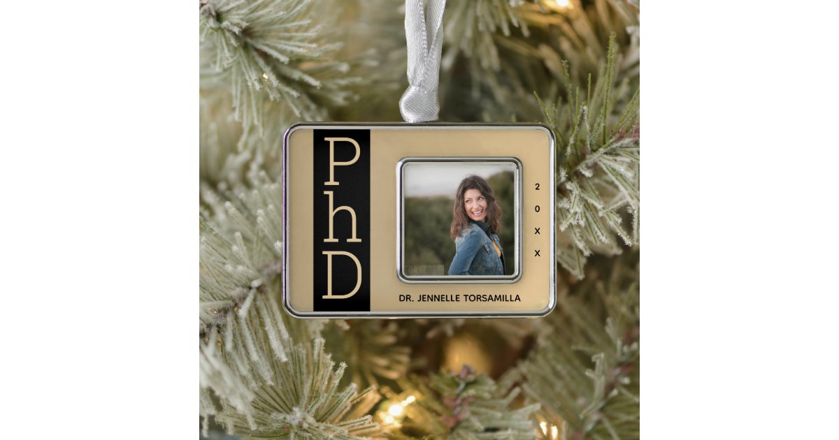 Photo Gold Black PhD Graduation Christmas Ornament | Zazzle