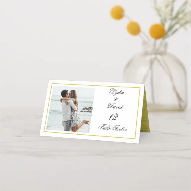Photo Gold Elegant Wedding Table Number Place Card | Zazzle