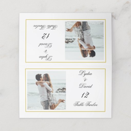 Photo Gold Elegant Wedding Table Number Place Card | Zazzle