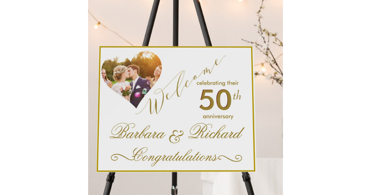 Photo Golden Wedding Anniversary Welcome Foam Board | Zazzle