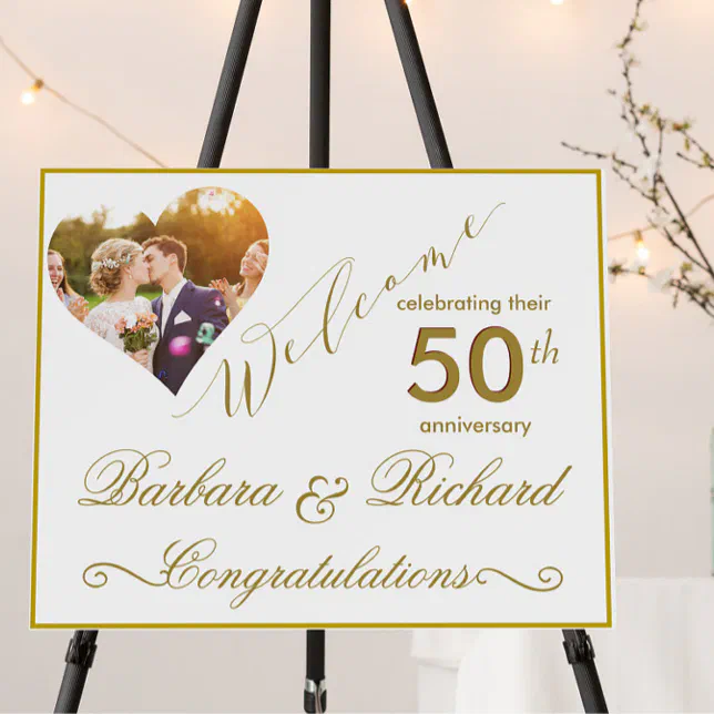 Photo Golden Wedding Anniversary Welcome Foam Board | Zazzle