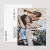 Photo, Got Engaged, White Calligraphy Engagement Announcement Postcard ...