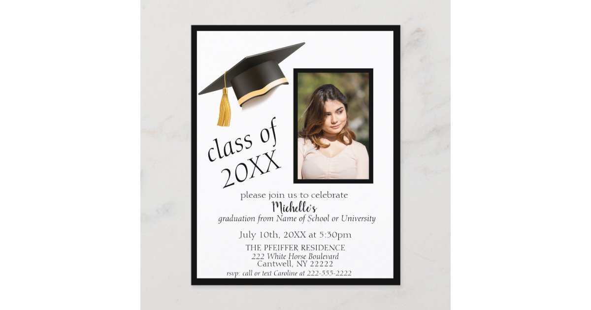 Photo Grad Cap Graduation Party Invitation | Zazzle