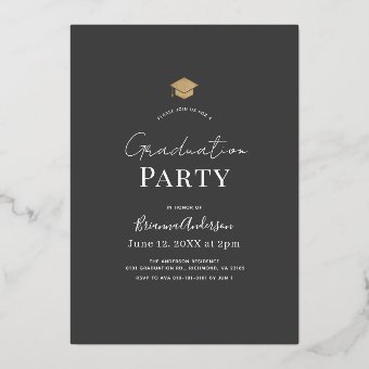 Photo Grad Handwritten Script Graduation Foil Foil Invitation | Zazzle