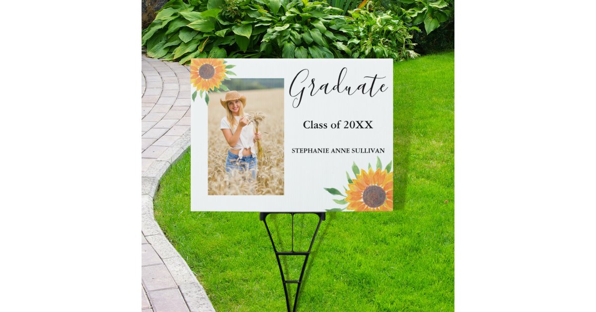 Photo Grad Sunflower Yard Graduation Sign | Zazzle