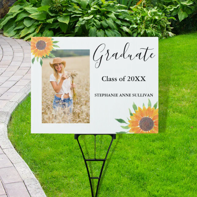 Photo Grad Sunflower Yard Graduation Sign | Zazzle