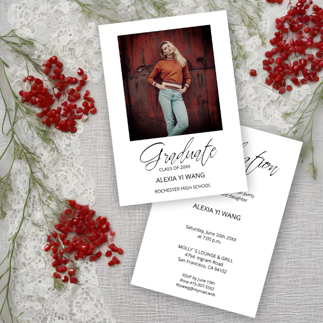 Photo Grad Whimsical Modern Calligraphy Graduation | Zazzle