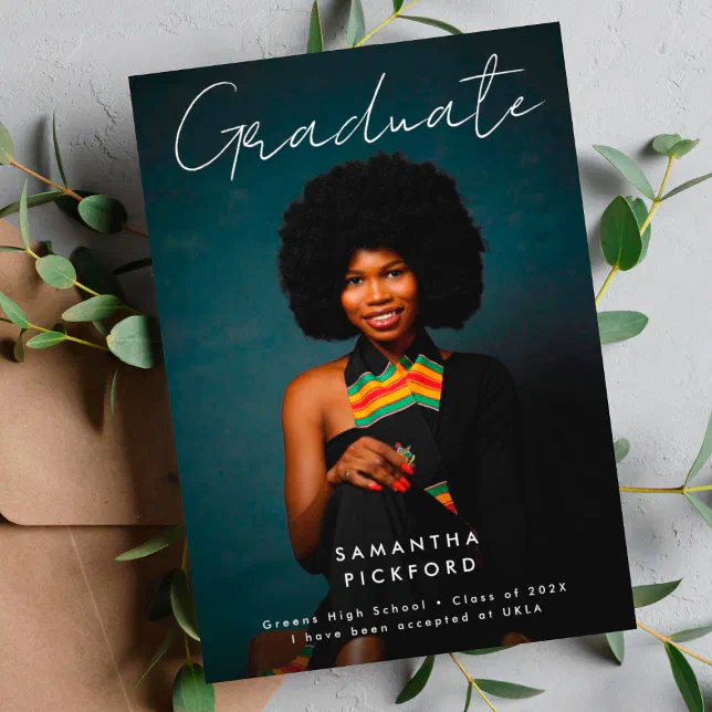 Photo Graduate Editable High School Announcement | Zazzle