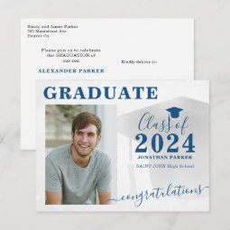 Photo graduate modern graduation party postcard | Zazzle