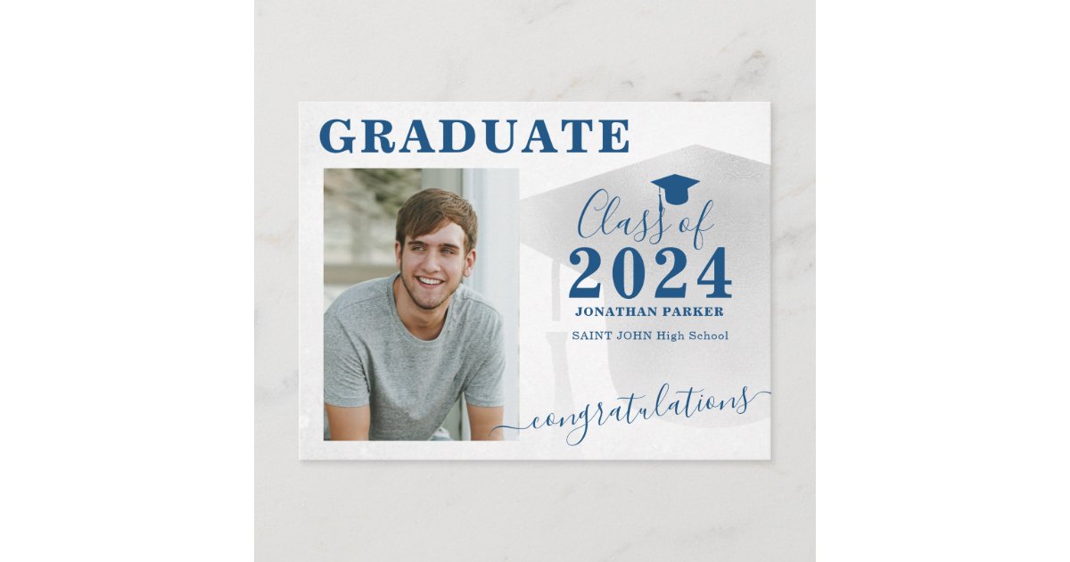 Photo graduate modern graduation party postcard | Zazzle