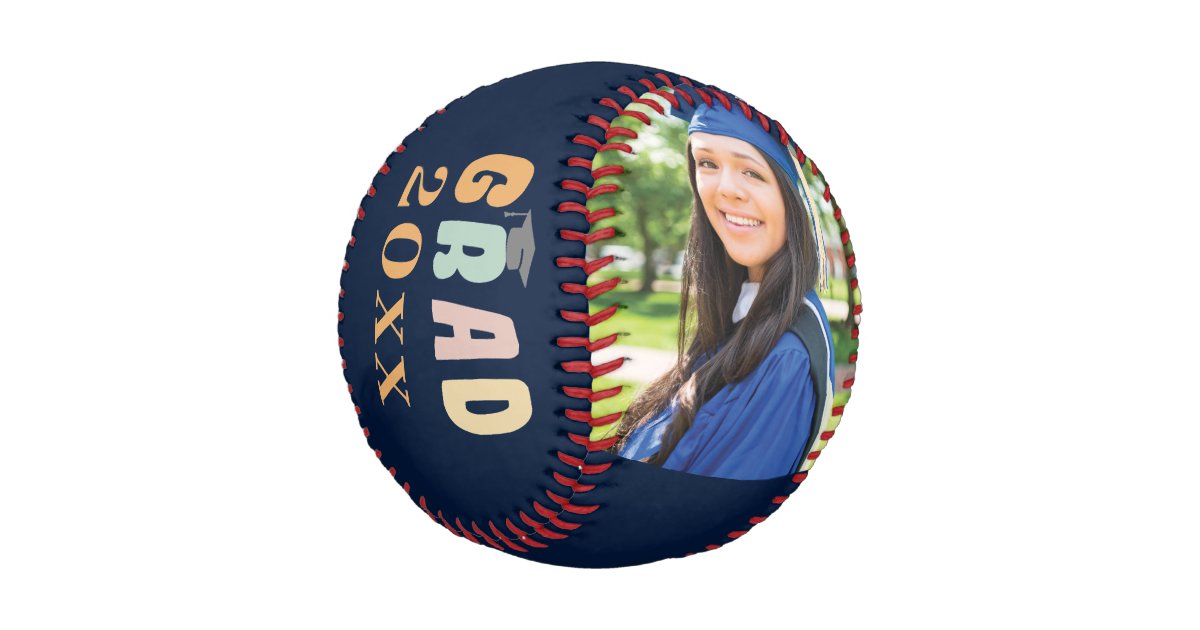 Photo Graduation 2025 Keepsake Script Custom Grad Baseball | Zazzle