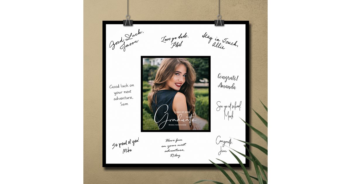 Photo Graduation Autograph Black Border Poster | Zazzle