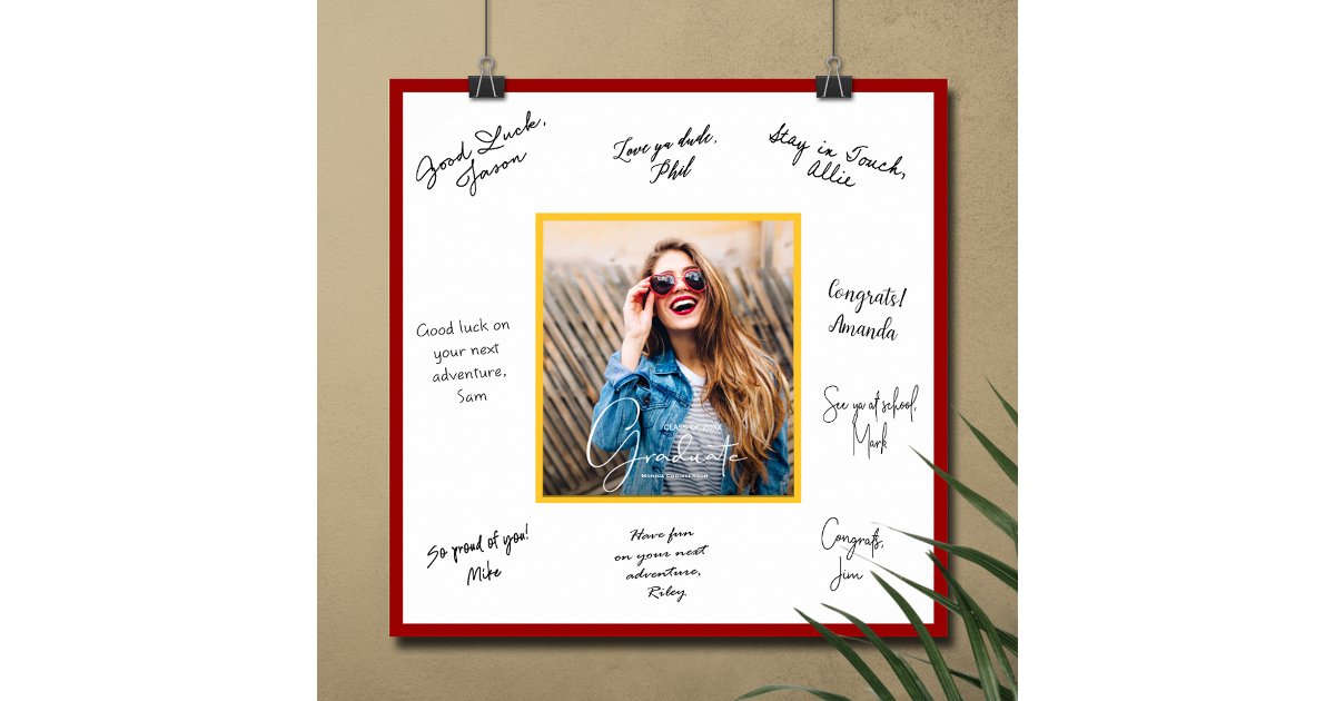 Photo Graduation Autograph Cardinal and Gold Poster | Zazzle