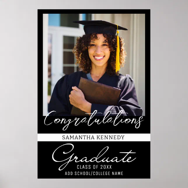 Photo Graduation Congrats Grad Class Of 20XX Black Poster | Zazzle