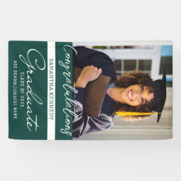 Photo Graduation Congrats Grad Green Class Of 2023 Banner | Zazzle