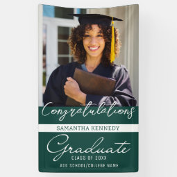 Photo Graduation Congrats Grad Green Class Of 2023 Banner | Zazzle