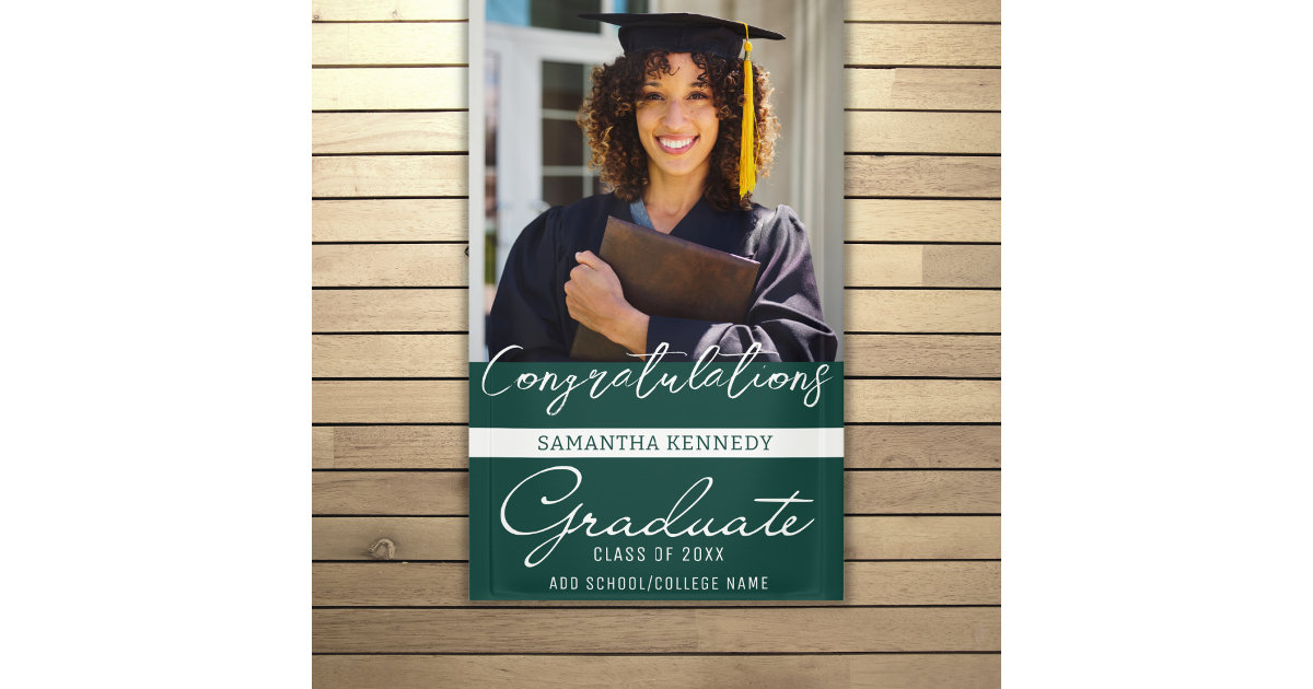 Photo Graduation Congrats Grad Green Class Of 2023 Banner | Zazzle