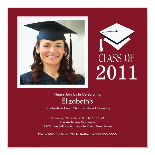 Photo Graduation Invitation ~Classy Maroon & White | Zazzle.com