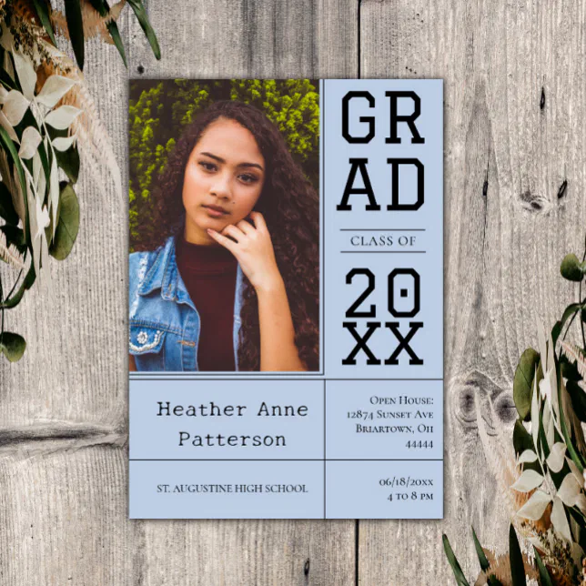 Photo Graduation Open House | Blue Invitation | Zazzle